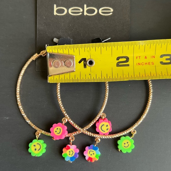 bebe | Jewelry | Smiley Face Bebe Gold Hoop Earrings With Smiley Face ...